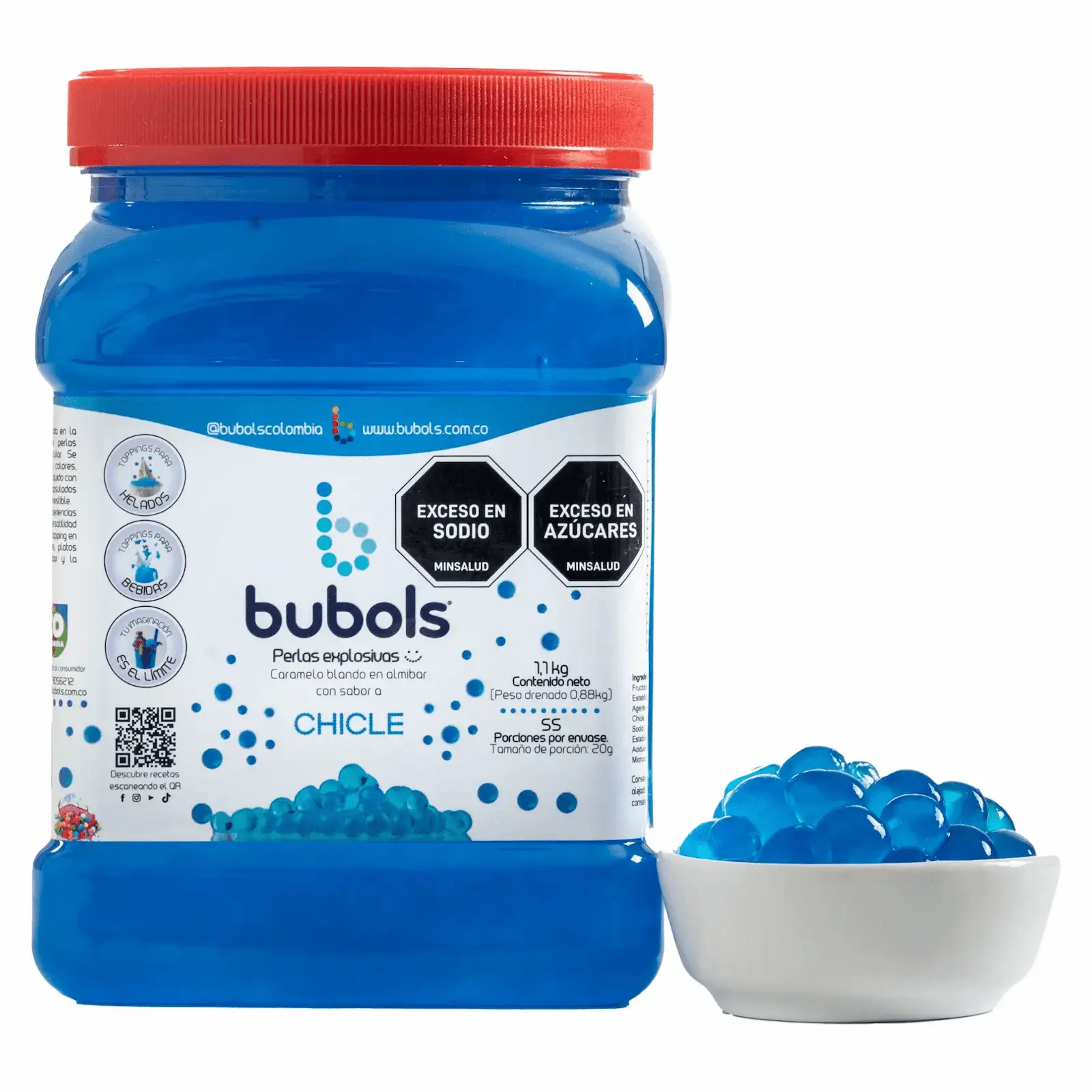 Perlas explosivas sabor Chicle 🍬 frasco 1.1 kg- Bubols » Shaddai Colombia