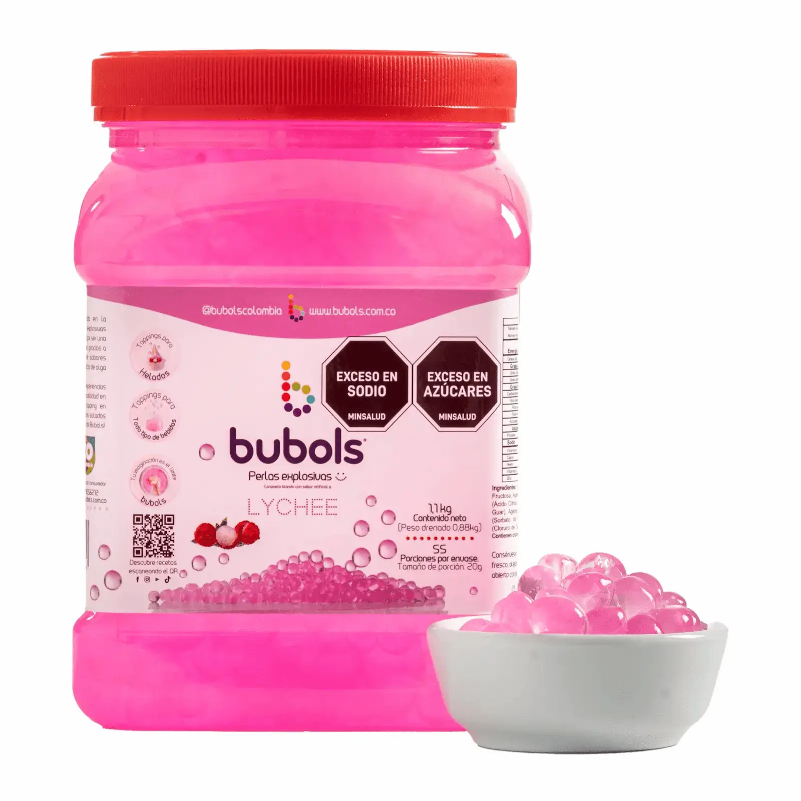 Perlas explosivas sabor Lychee 💮 frasco 1.1 kg- Bubols » Shaddai Colombia