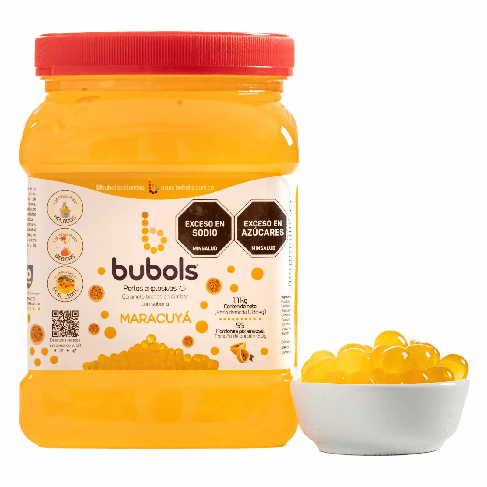 Perlas explosivas sabor Maracuyá 🍈 frasco 1.1 kg- Bubols » Shaddai Colombia